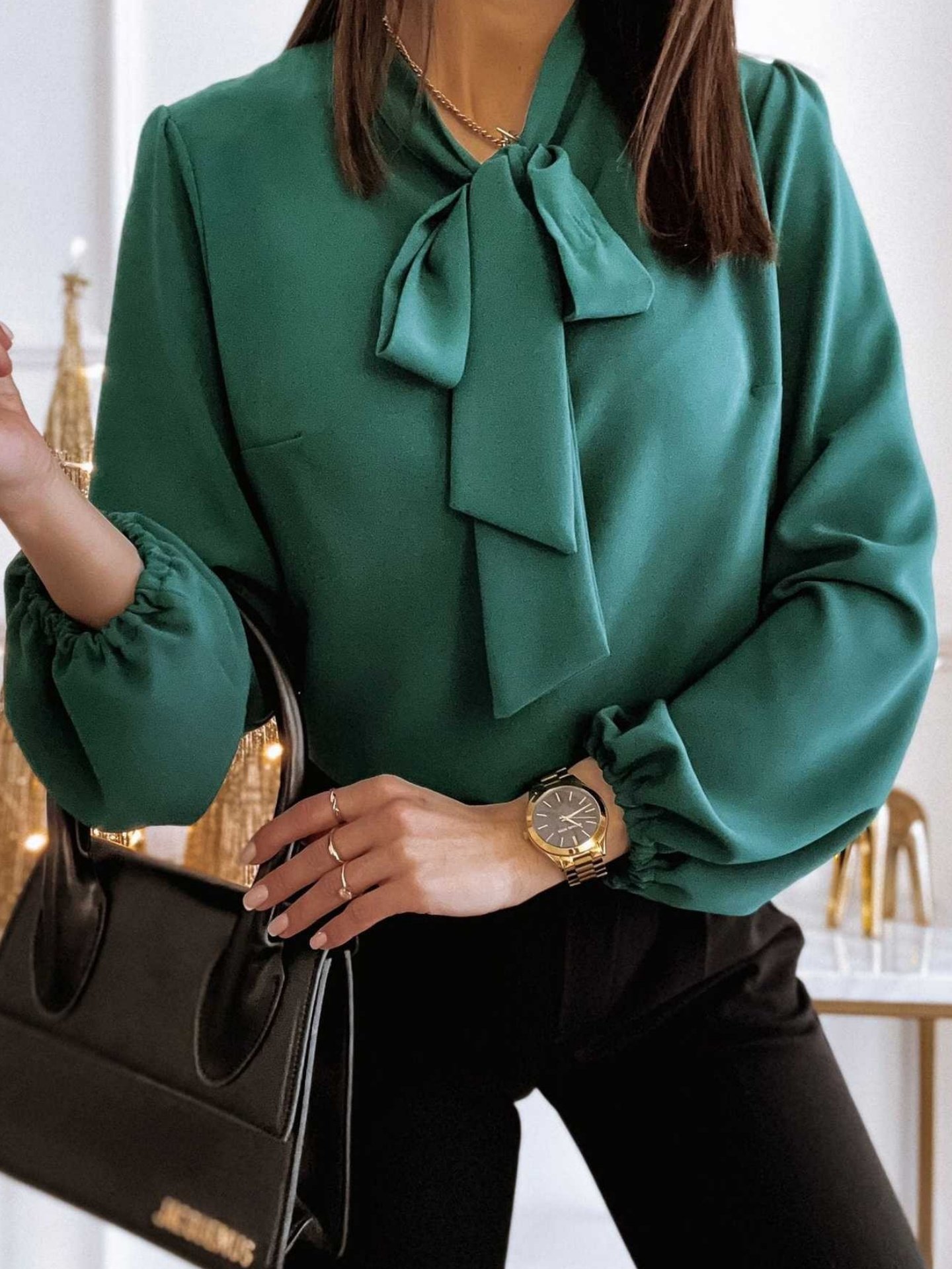 Women's Long Sleeve Shirt Spring/Fall White Plain Split Joint V Neck ...