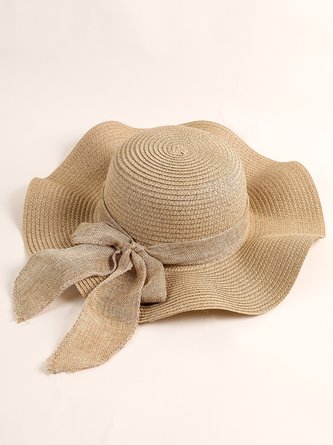 Beach straw hat wide brim straw hat women summer vacation sun ...
